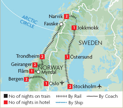 Scandinavia Map Europe Train