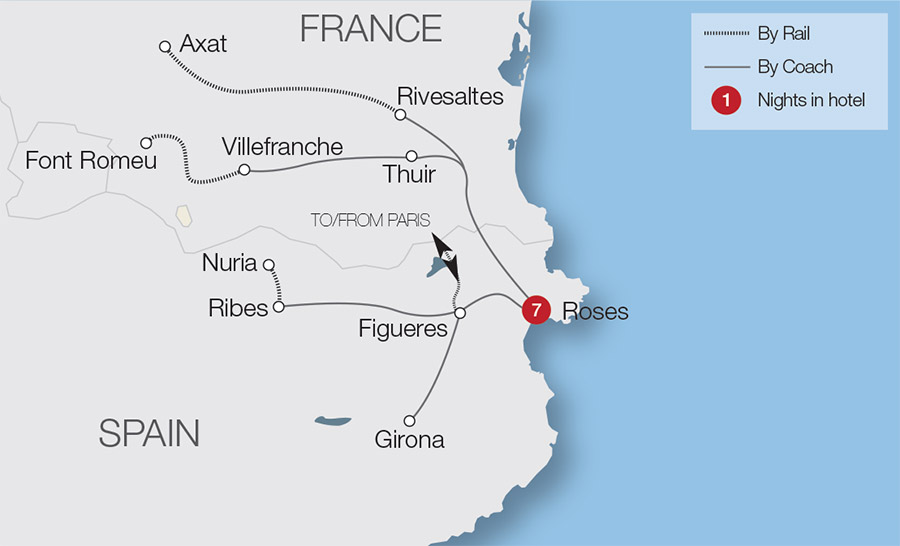 Roses, Catalan Coast & Trains of the Pyrenees