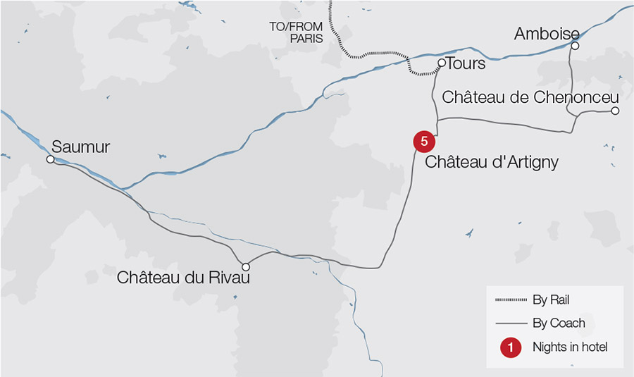 Loire Chateaux Tour Map